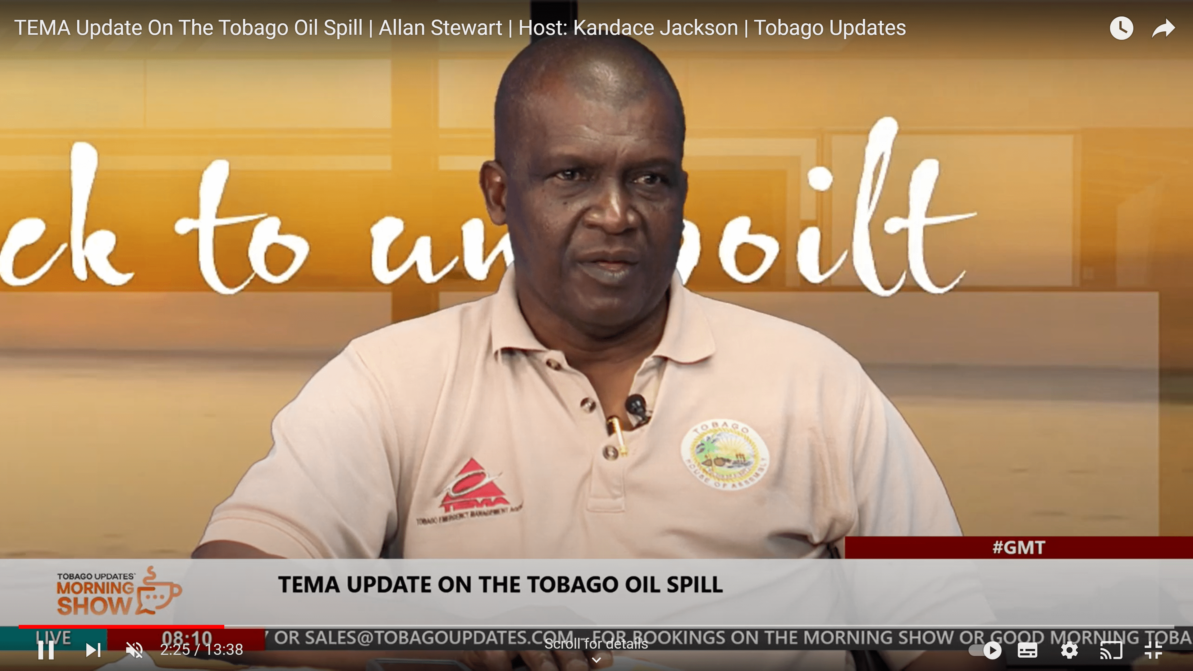 TEMA Update On The Tobago Oil Spill | Allan Stewart - Tobago Updates