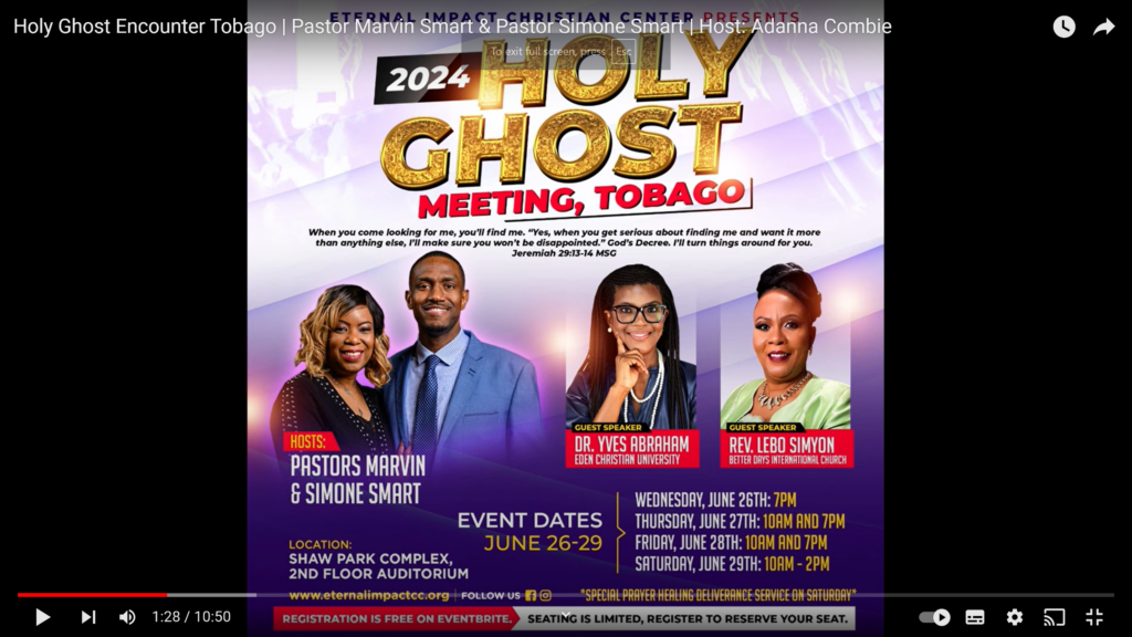 Holy Ghost Encounter Tobago | Pastor Marvin Smart & Pastor Simone Smart ...