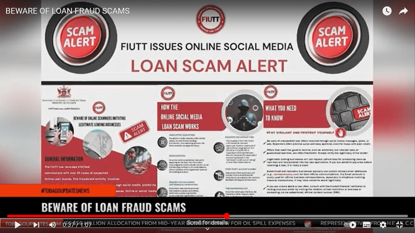 FIUTT Warns Public to Beware of Online Loan Fraud Scams - Tobago Updates