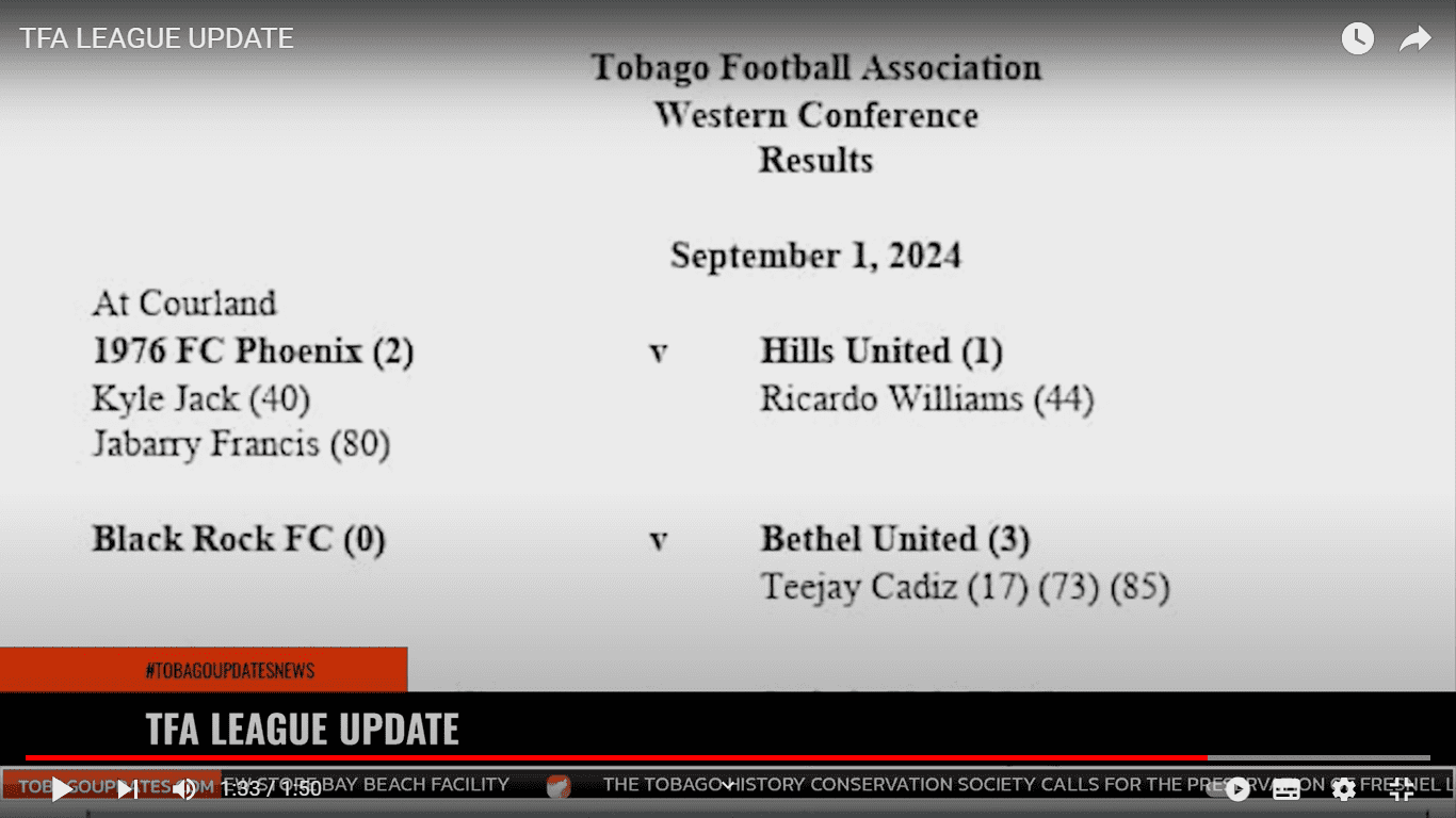 TFA League Update - Tobago Updates